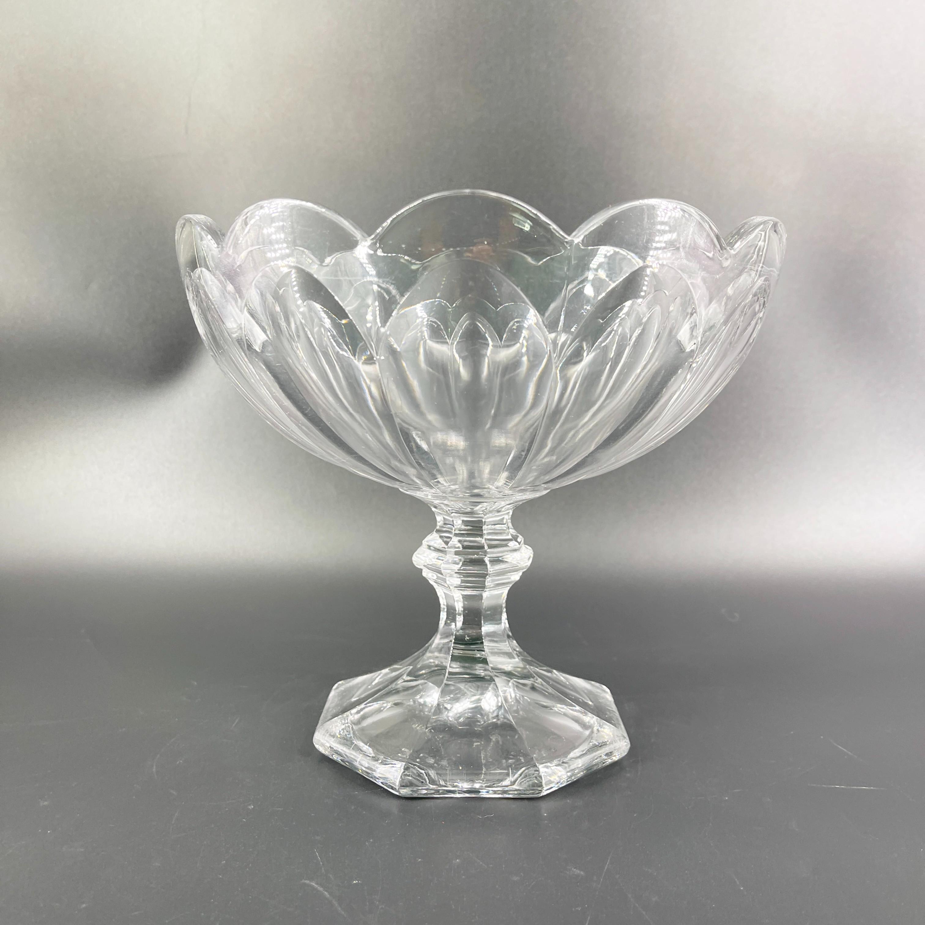 Large Heisey Colonial Clear Glass Round Compote 1907-1956 Scalloped