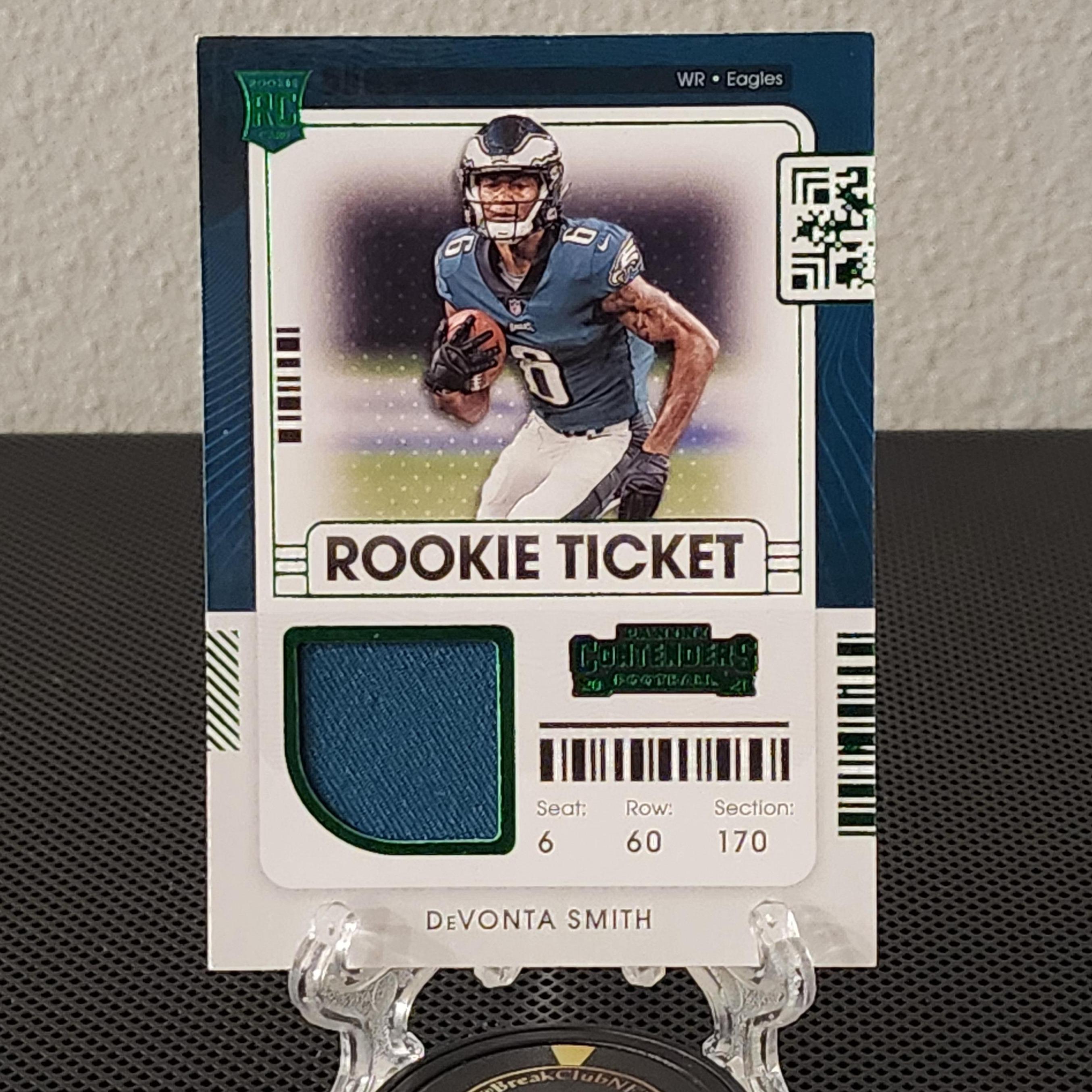 DeVonta Smith 2021 Panini Contenders Rookie Ticket Patch Green Color ...