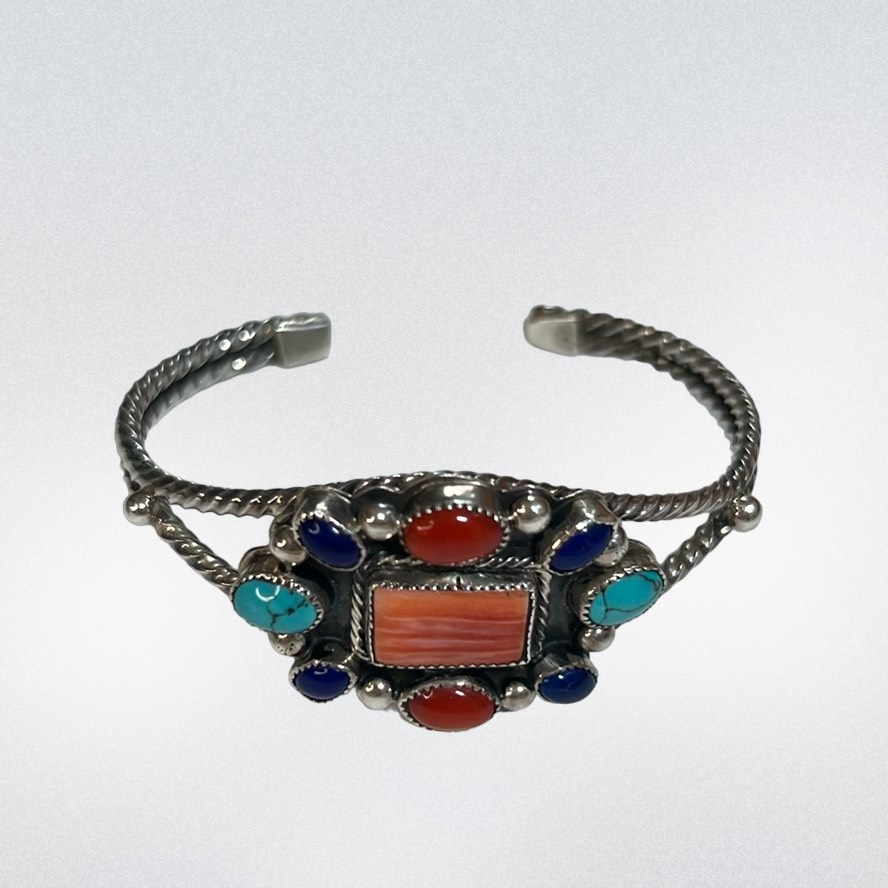 Sterling Multi Stone Navajo Bracelet
