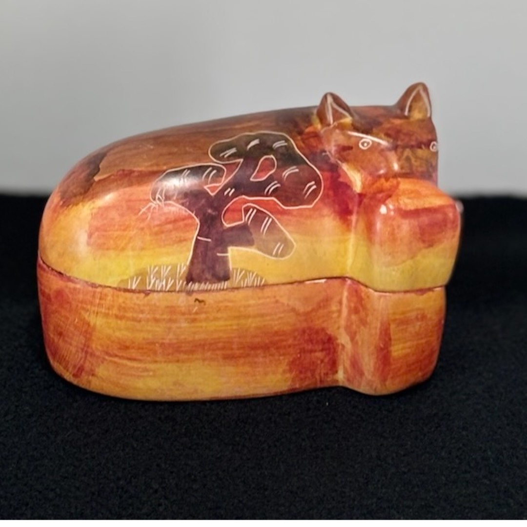 Hand Carved Hippopotamus Shaped Trinket Box Made Of Soap Stone, With ...