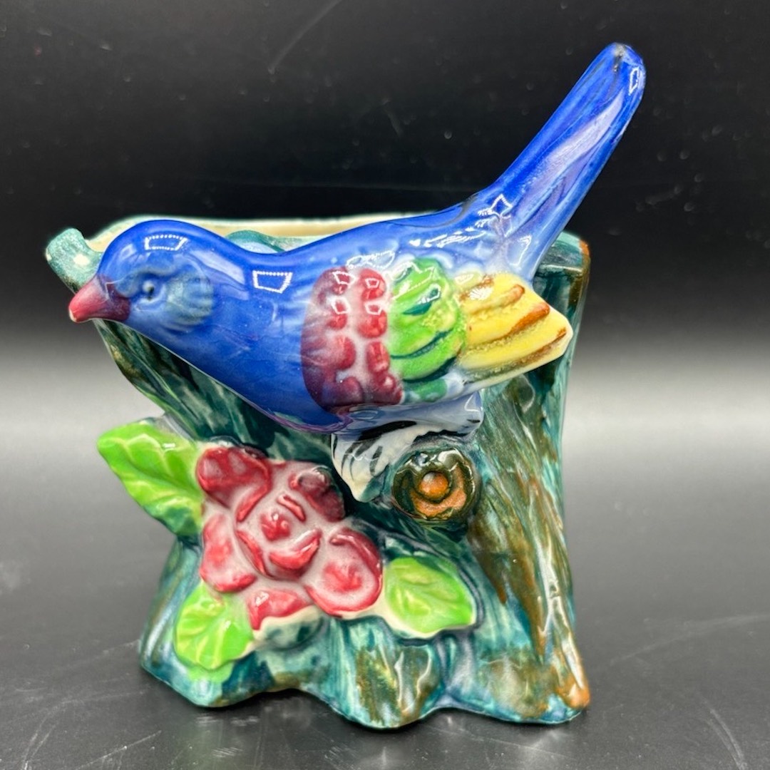 Vintage Mid Century Japanese Ceramic Bluebird Planter