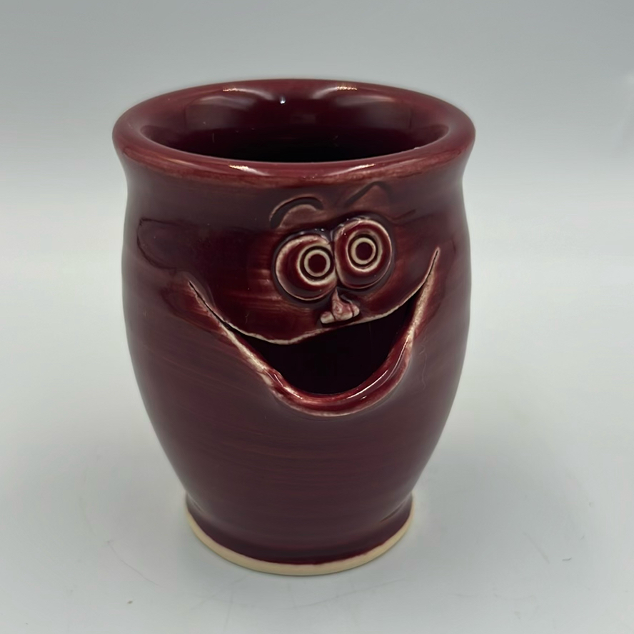 14 Studio Art Pottery Signed Funny Face Egg Separator 3.25”