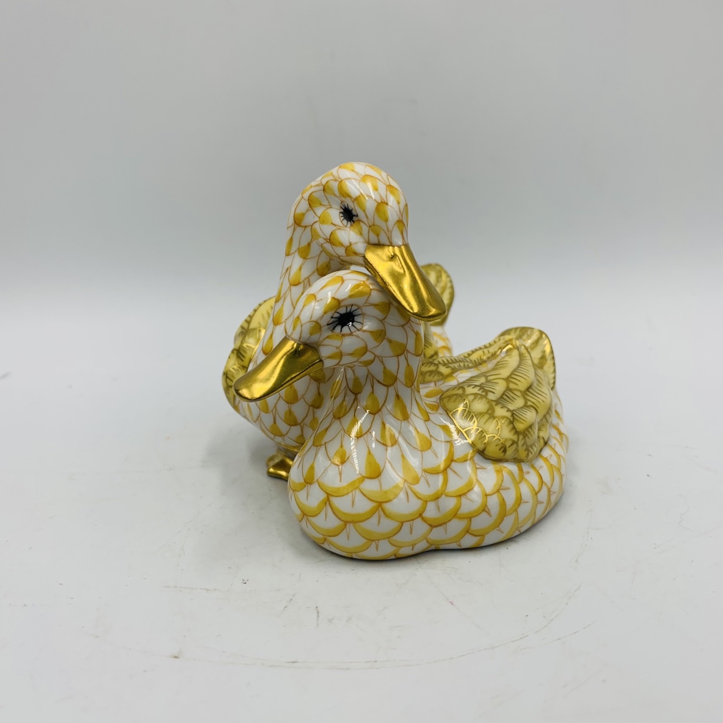 Herend Porcelain Gold Yellow Ducks Figurine 2000 5036 Hungary