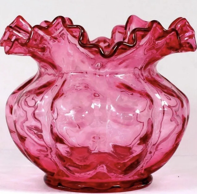 Fenton Ruby Overlay Glass Vase Diamond Optic Vintage 1943 Art Glass ...