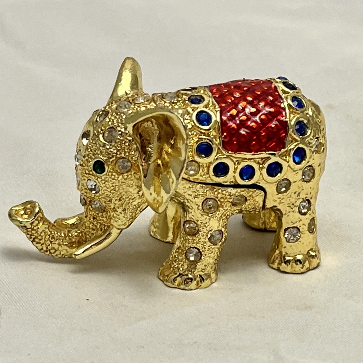 Bejeweled Enameled Elephant Hinged Trinket Box Figurine With ...