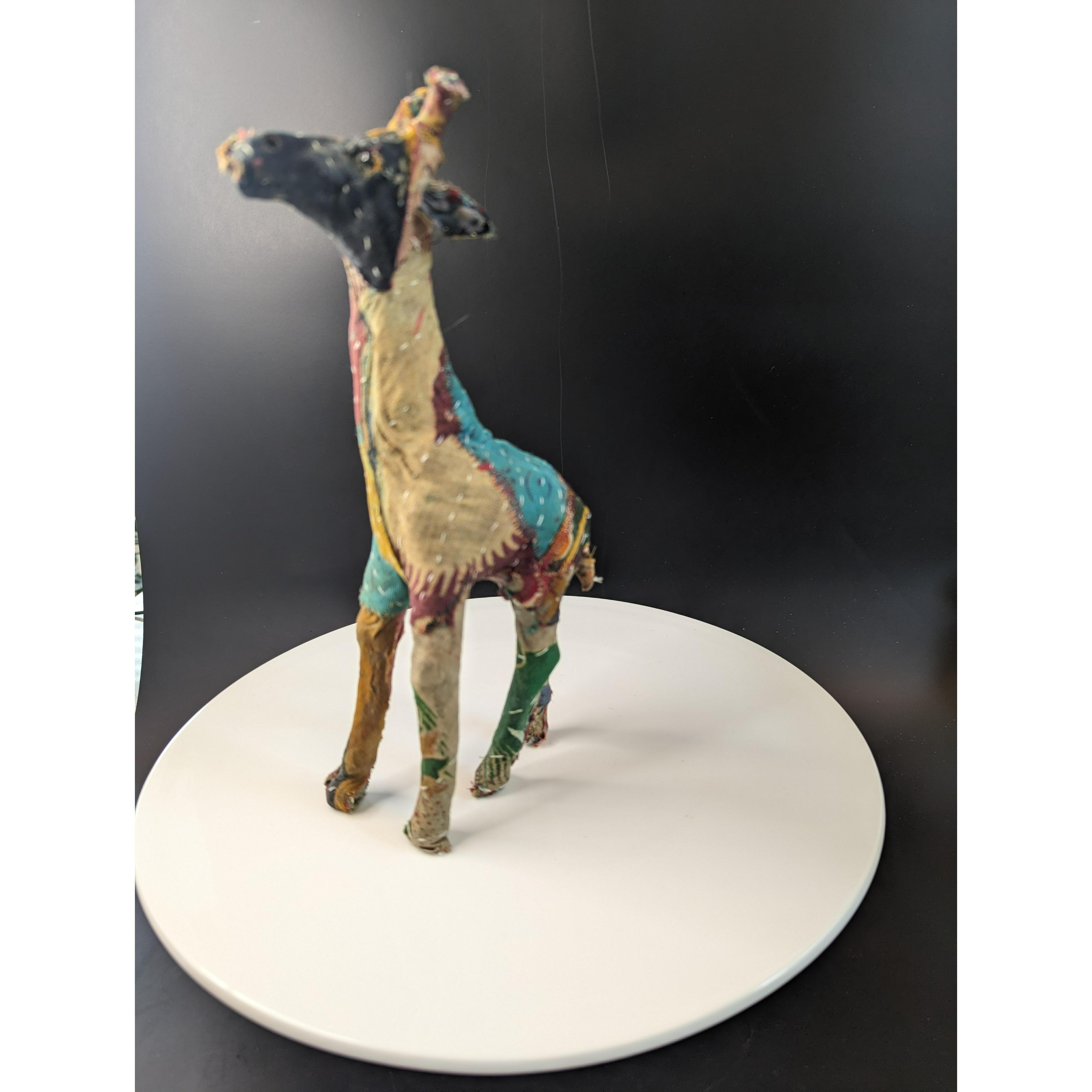 Whimsical Hand-Crafted Fabric Patchwork Giraffe Figurine, Eclectic Folk ...