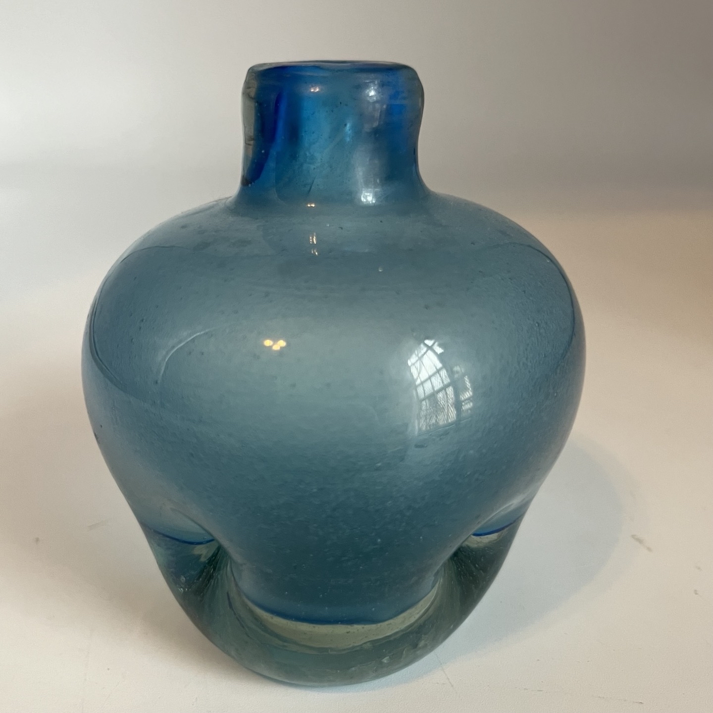 #43 - Pinched Bottom Robin’s Egg Blue Art Glass Bud Vase