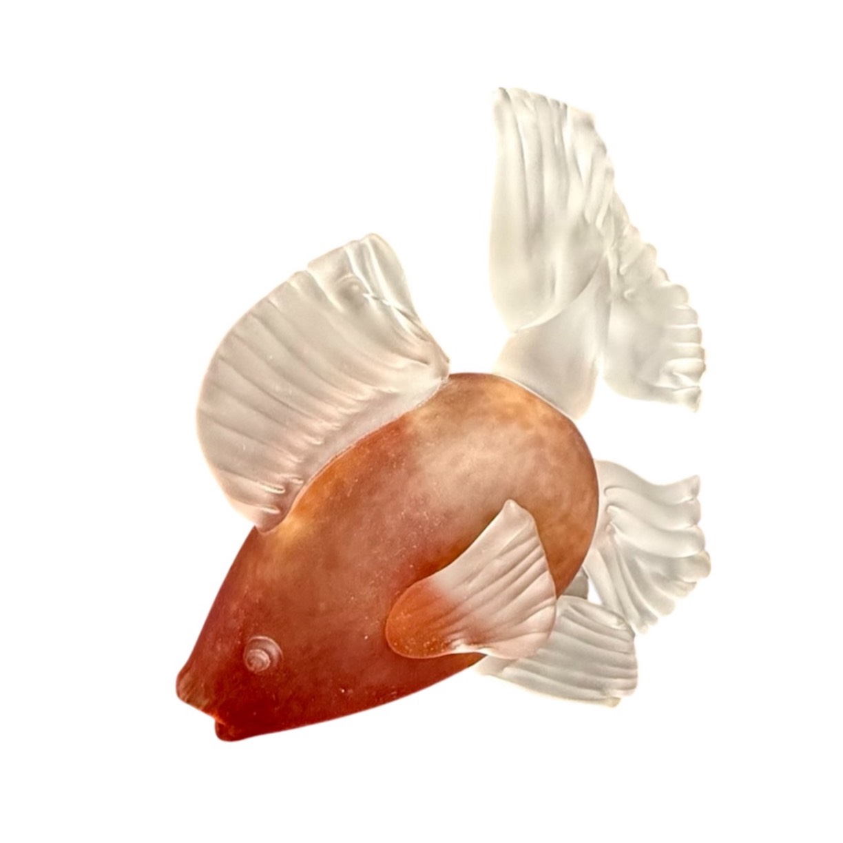 Frosted Art Glass Fish Sculpture By Andrew Shea Spotted Coral/Peach ...