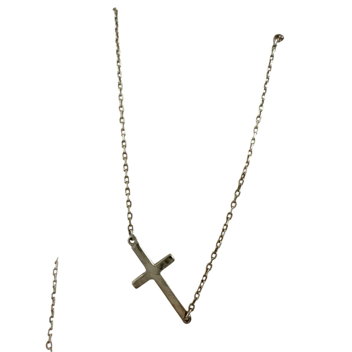 925 Sterling Side-hanging cross on Chain 18 inches with adjustable length