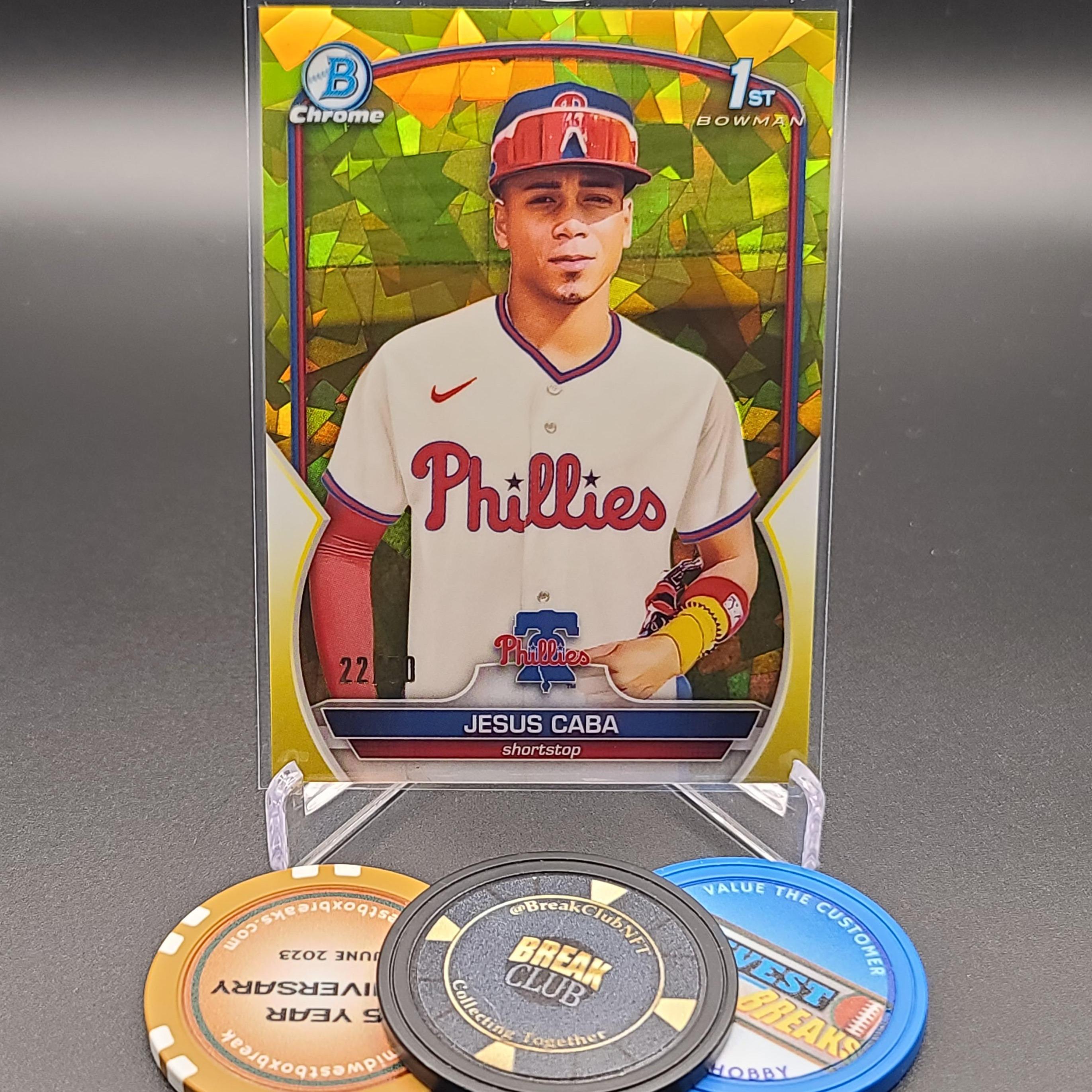 Jesus Caba 2023 Bowman Chrome 1st Sapphire Yellow Parallel Numbered 22/ ...