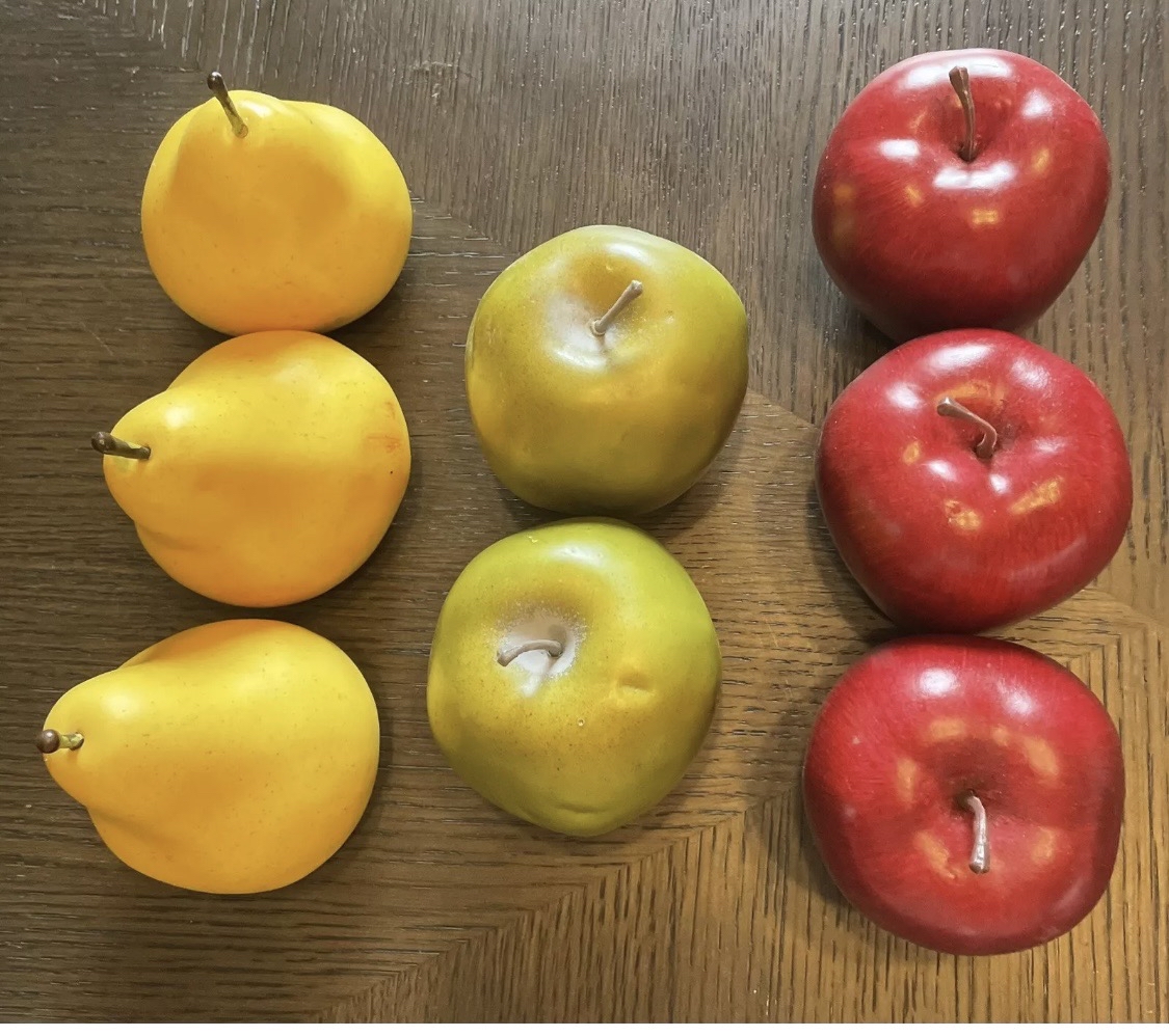 Vintage Faux Fruit. Red & Green Apples Yellow Pears. Staging Decor ...