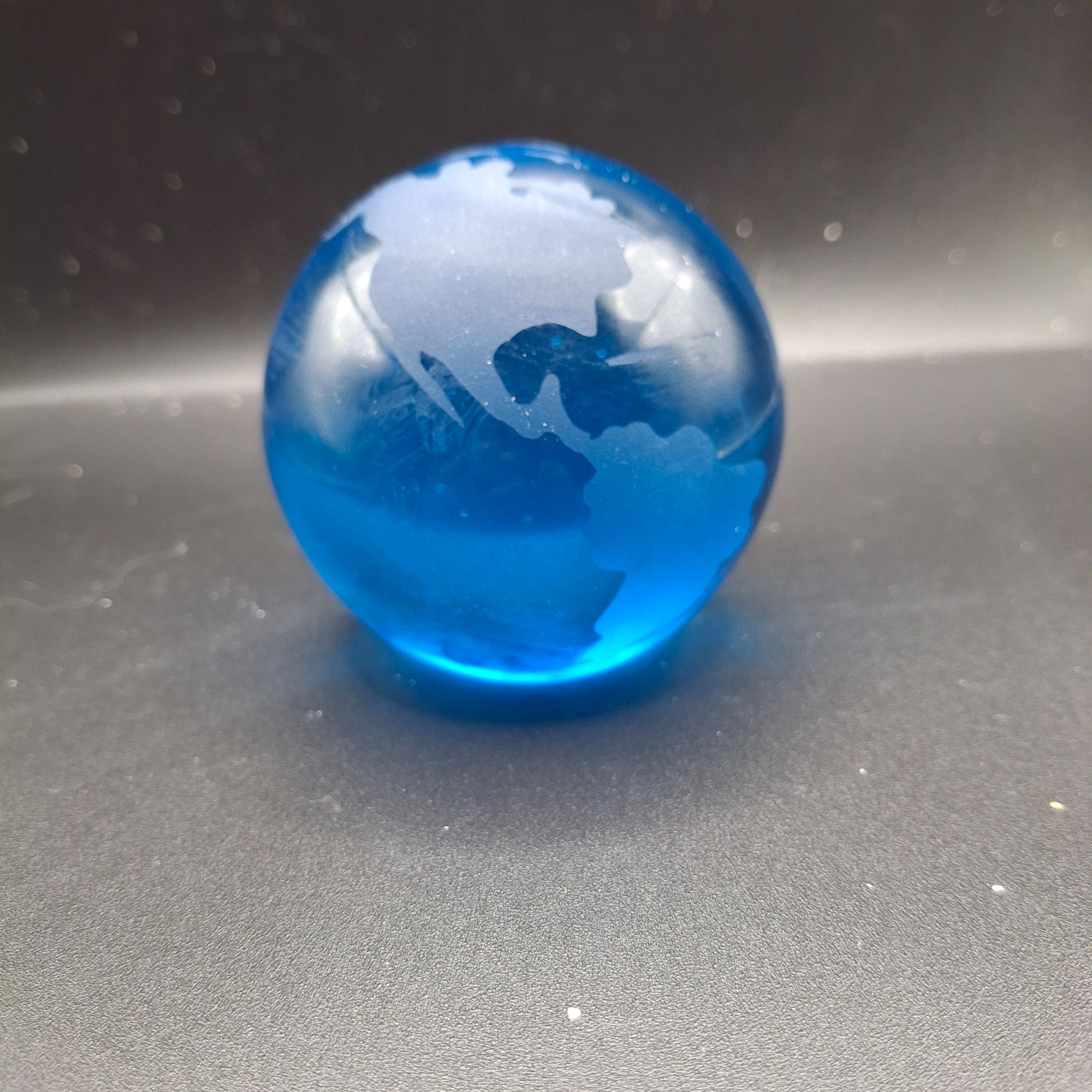 Blue Glass Earth Globe Paperweight 3-Inch Diameter Round Smooth Matte ...