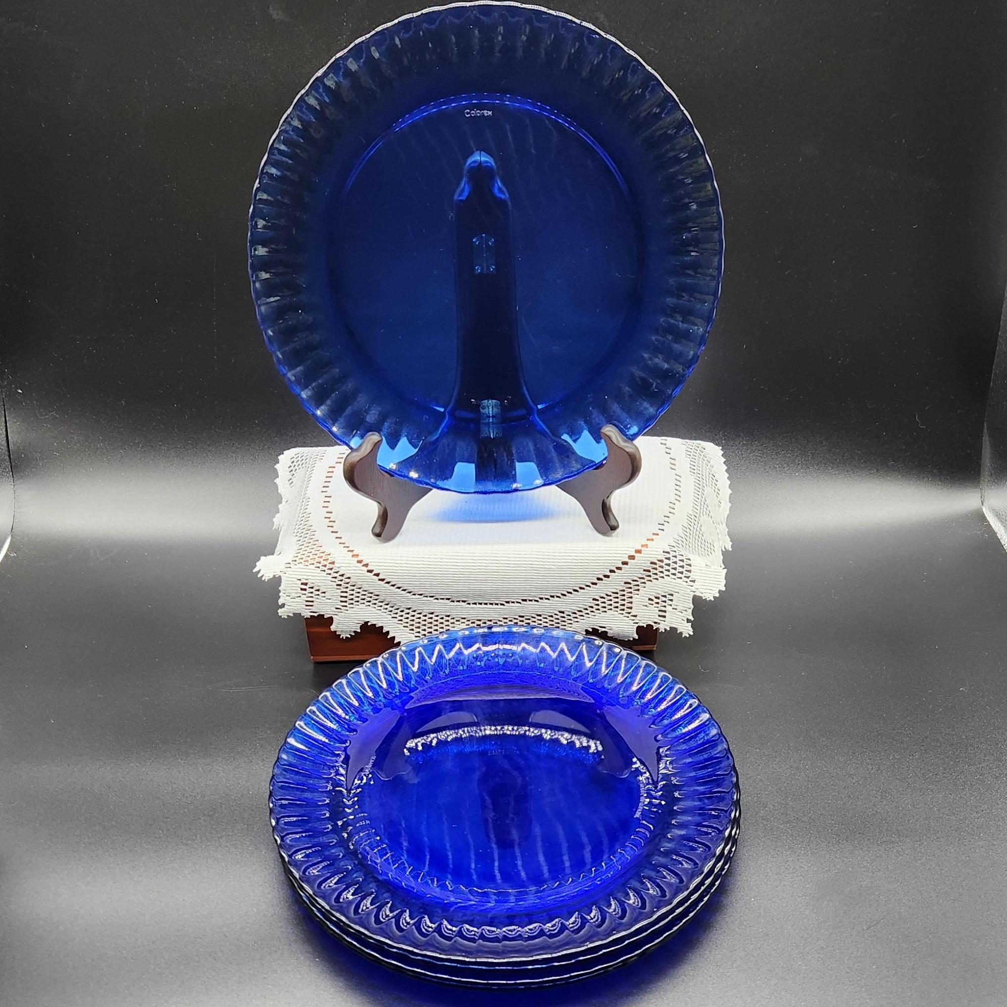 Vintage Colorex Cobalt Blue Glass Dinner Plates 10.25 Made in Brazil ...