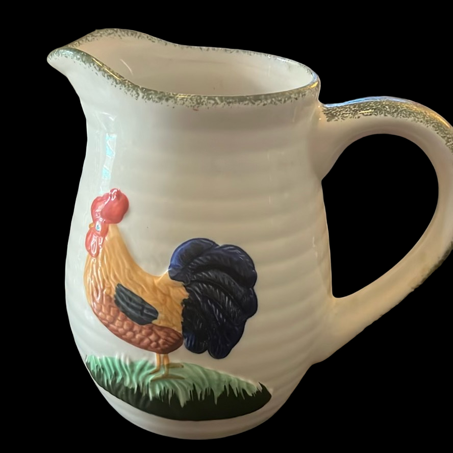 MCM Rooster Chicken Ceramic Pitcher Vase By Alco Industries.