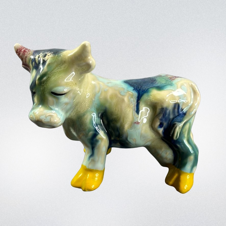 Hand Painted Ceramic Cow Made In Japan