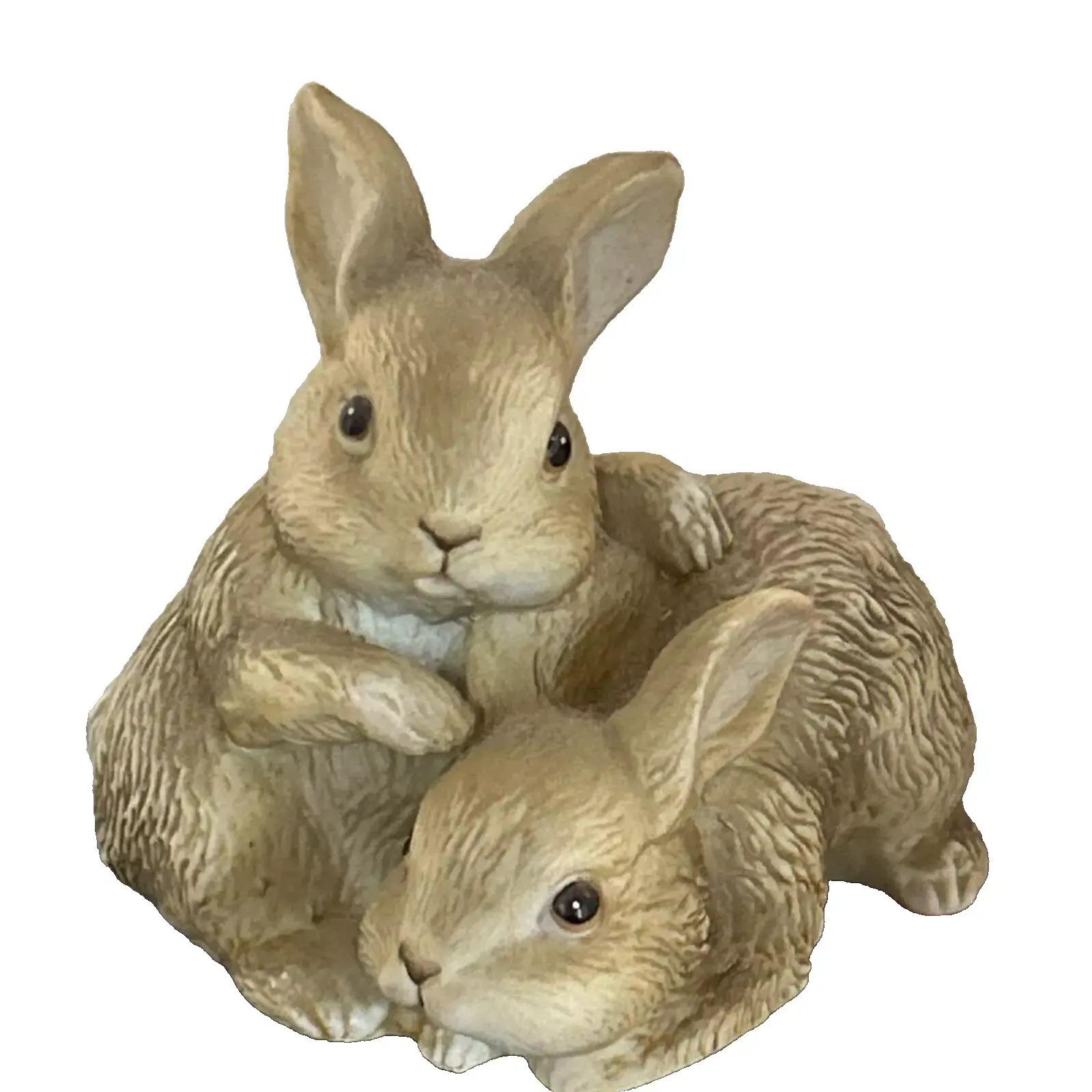 Vintage Bunny/Rabbit Pair Figurine #1455 ~ HOMCO Home Interiors (c) 1970's