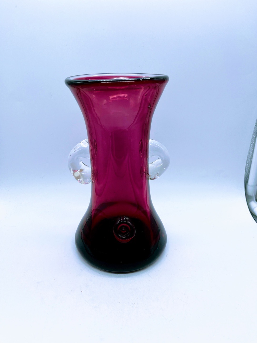 Signed Cranberry Art Glass Vase, MCH 2002