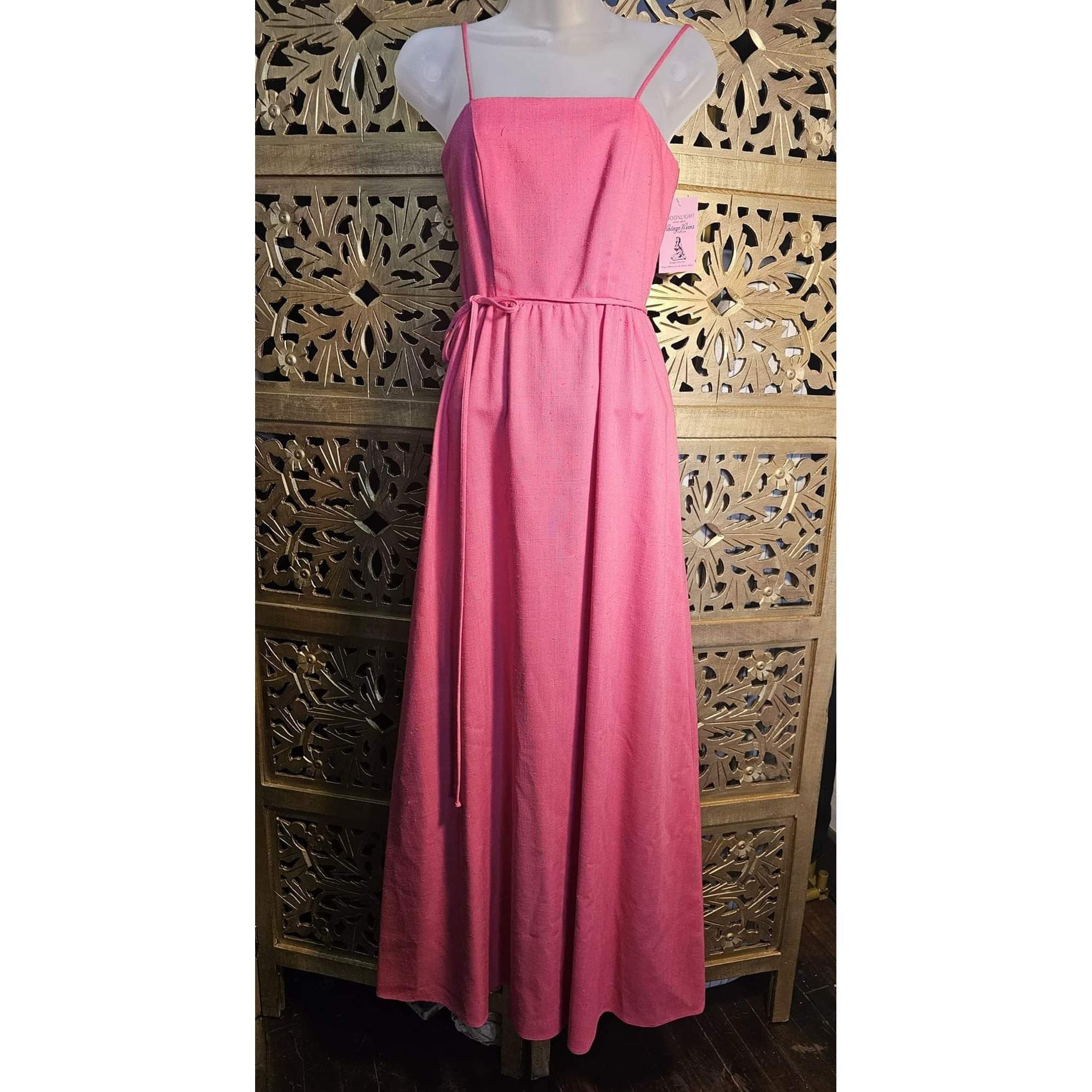 🎀 1960s Hot Pink Linen Maxi Dress by House of Bianchi🎀
