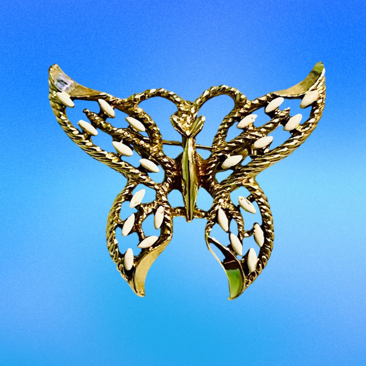 Vintage Gerry’s Powder Blue Butterfly Goldtone Brooch