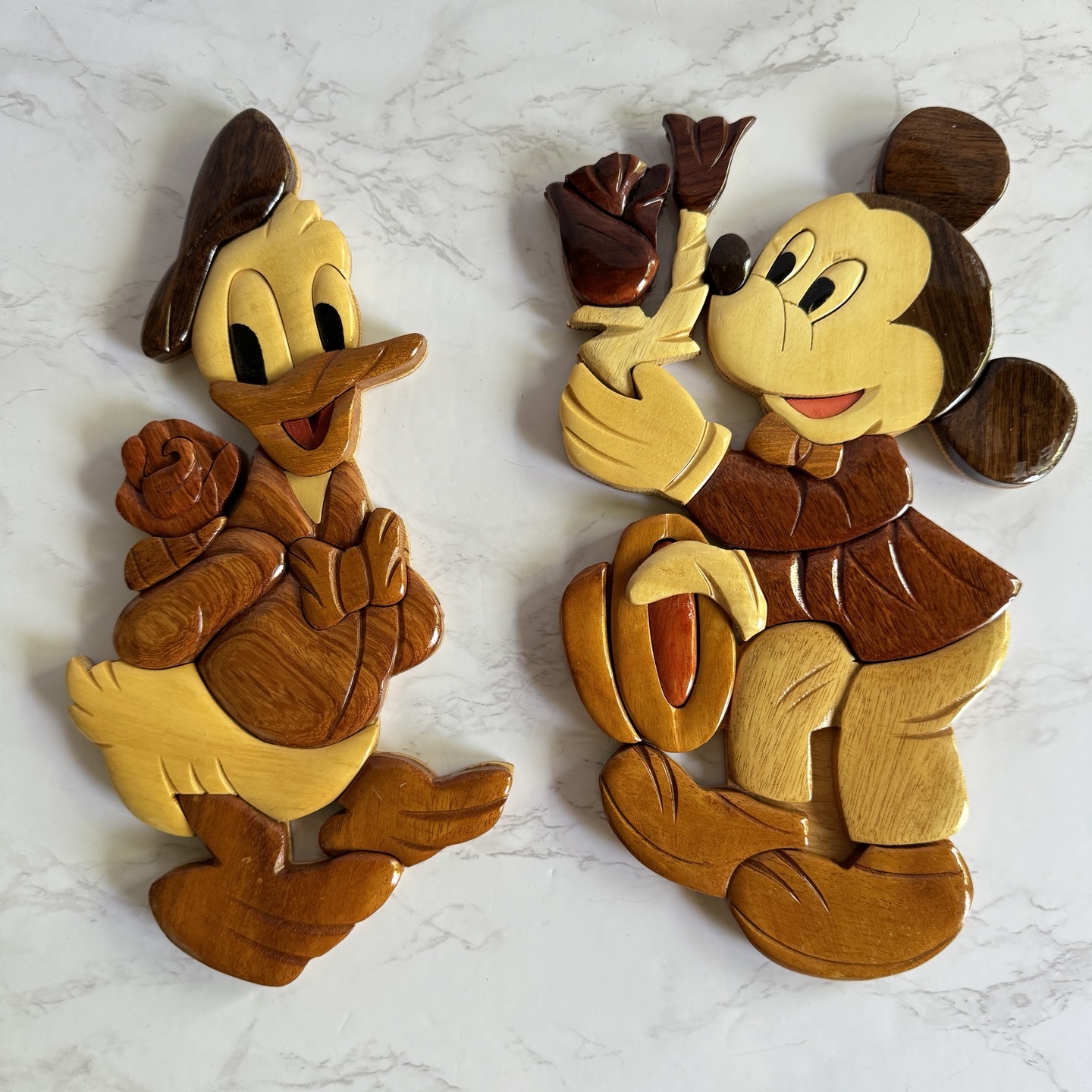 Mickey Mouse & Donald Intarsia Wood Wall Decor