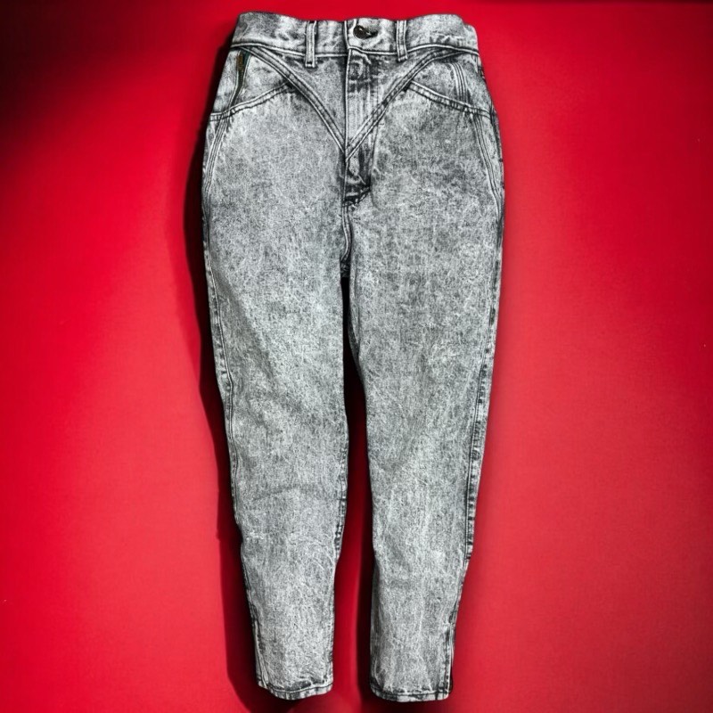 Vintage 80s RARE LEE Black ACID Wash High Waist Zip Ankles Denim Jeans ...