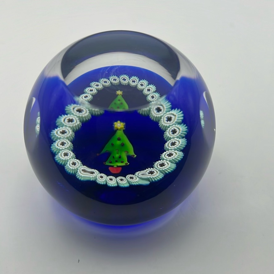 Caithness Art Glass Blue Cobalt Miniature Paperweight - Made In Scotland