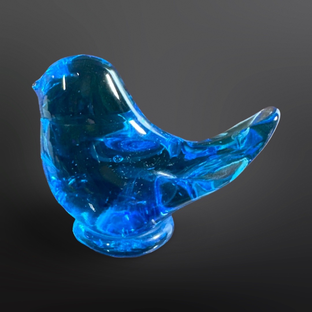 Blue Bird Of Happiness Glass Figurine