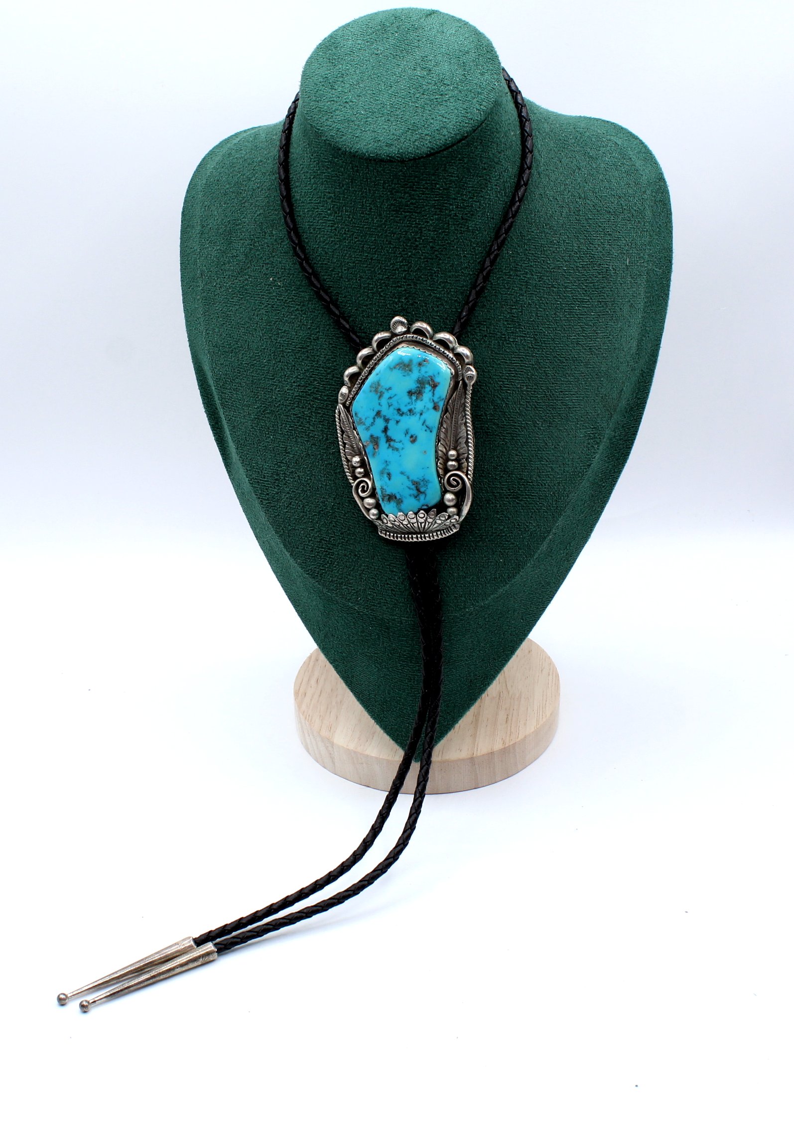 James Victor Begaye Navajo sterling silver turquoise 32" bolo 82g