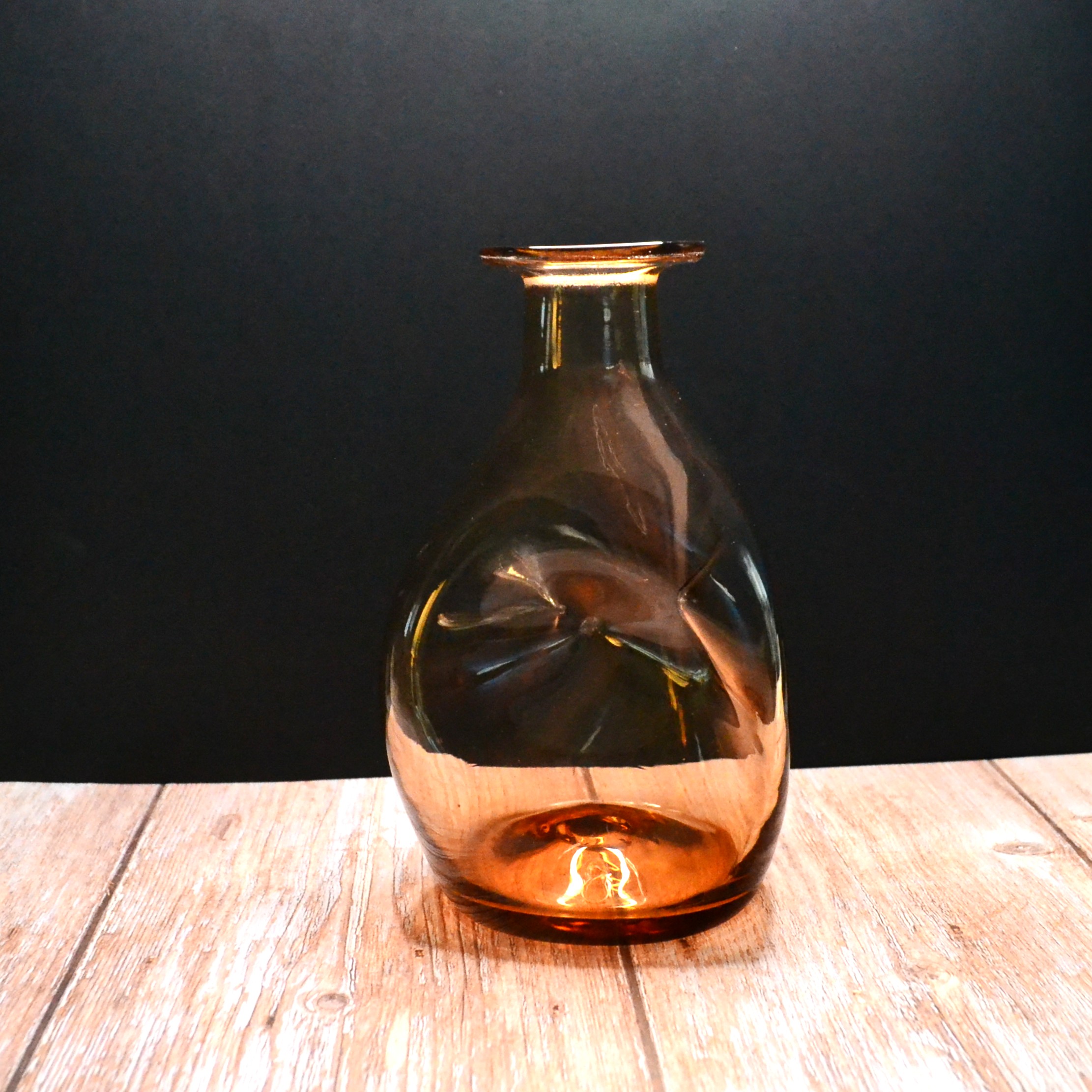 Pale Amber Vintage Pinch Bottle Beverage Pitcher Vase