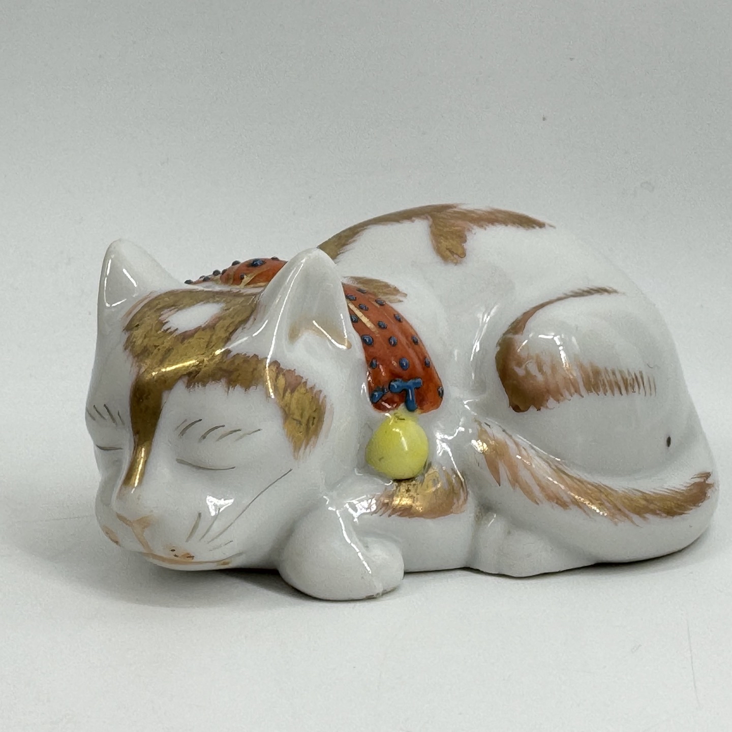 Antique Sleeping Cat Nemuri Neko Kutani Imari Porcelain Heavy Small ...