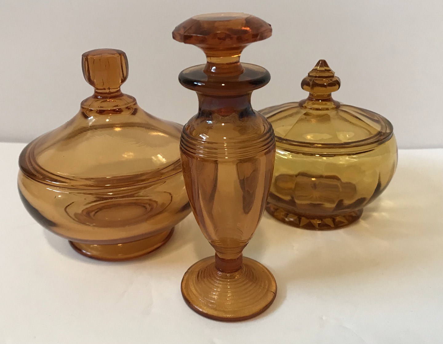 Cambridge Glass Amber Vanity Set