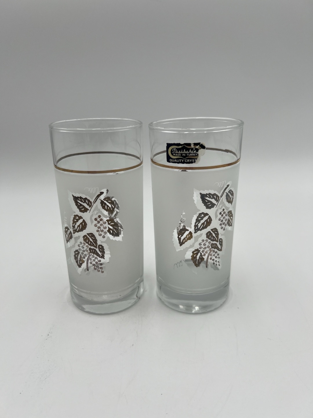 Turkish Crystal Drinking Glasses Leaf Pattern