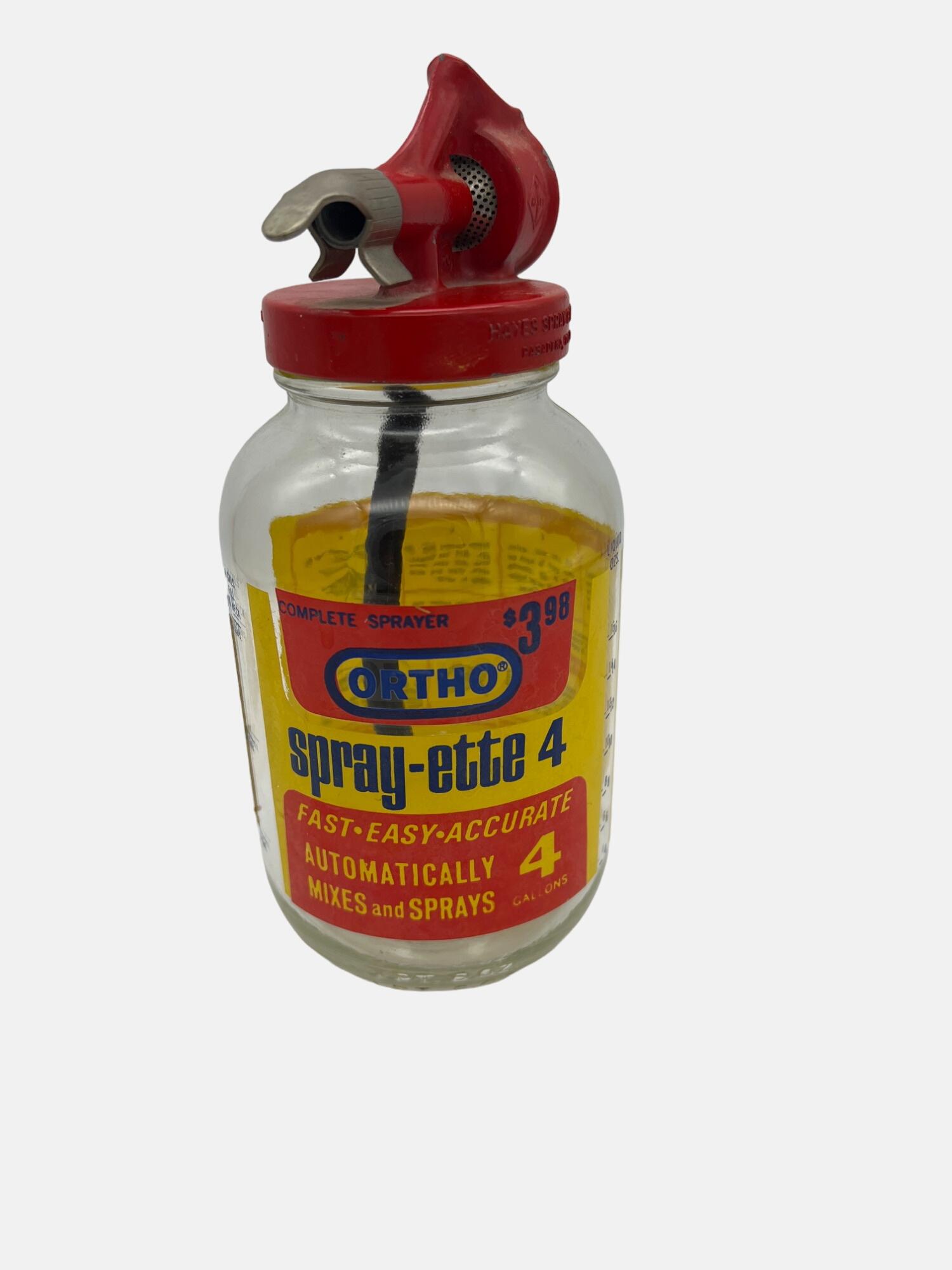 Vintage Ortho Spray-Ette 4 Glass Jar Garden Sprayer Red Metal Nozzle ...