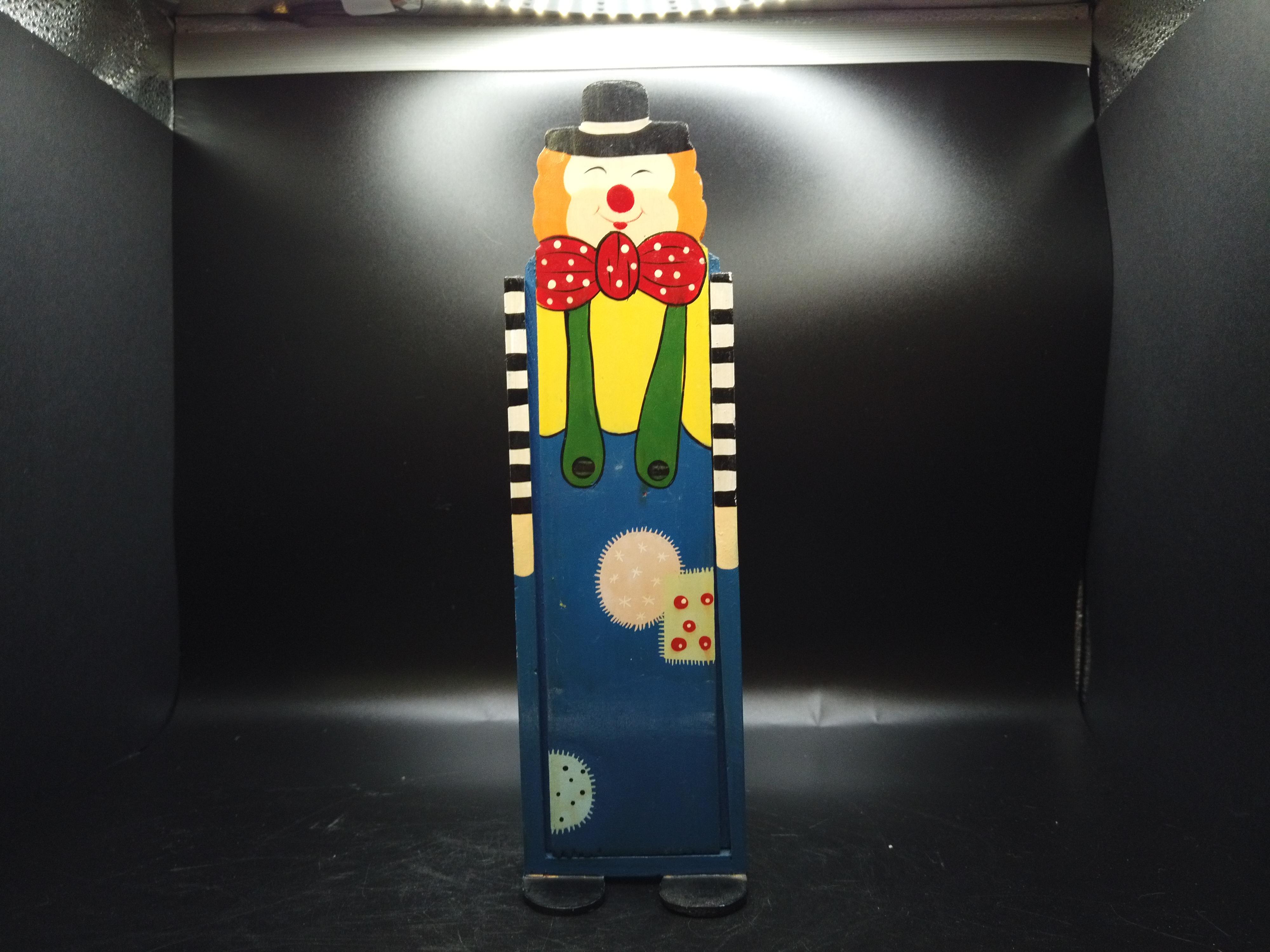 Vintage CLOWN Pencil Box/Holder Painted Wood