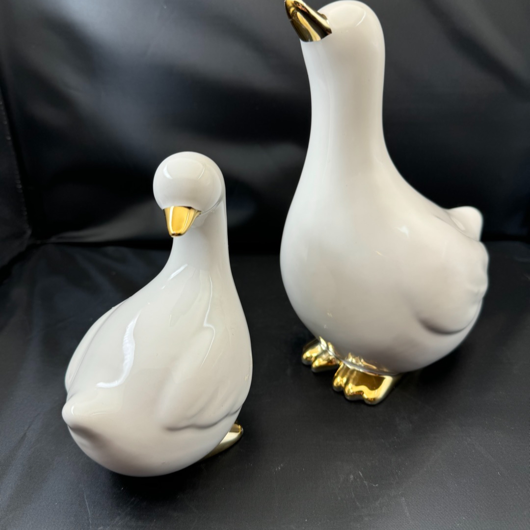 Pair Of Ducks With Gold Features
