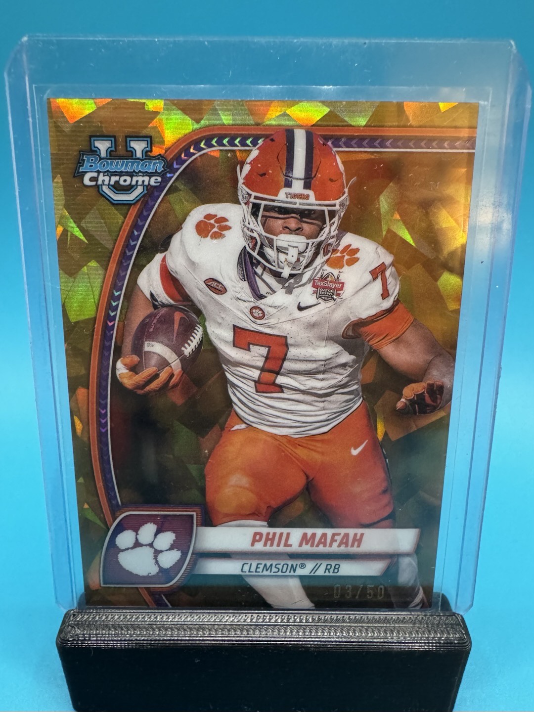 Phil Mafah Bowman Sapphire Gold Refractor /50 Dallas Cowboys