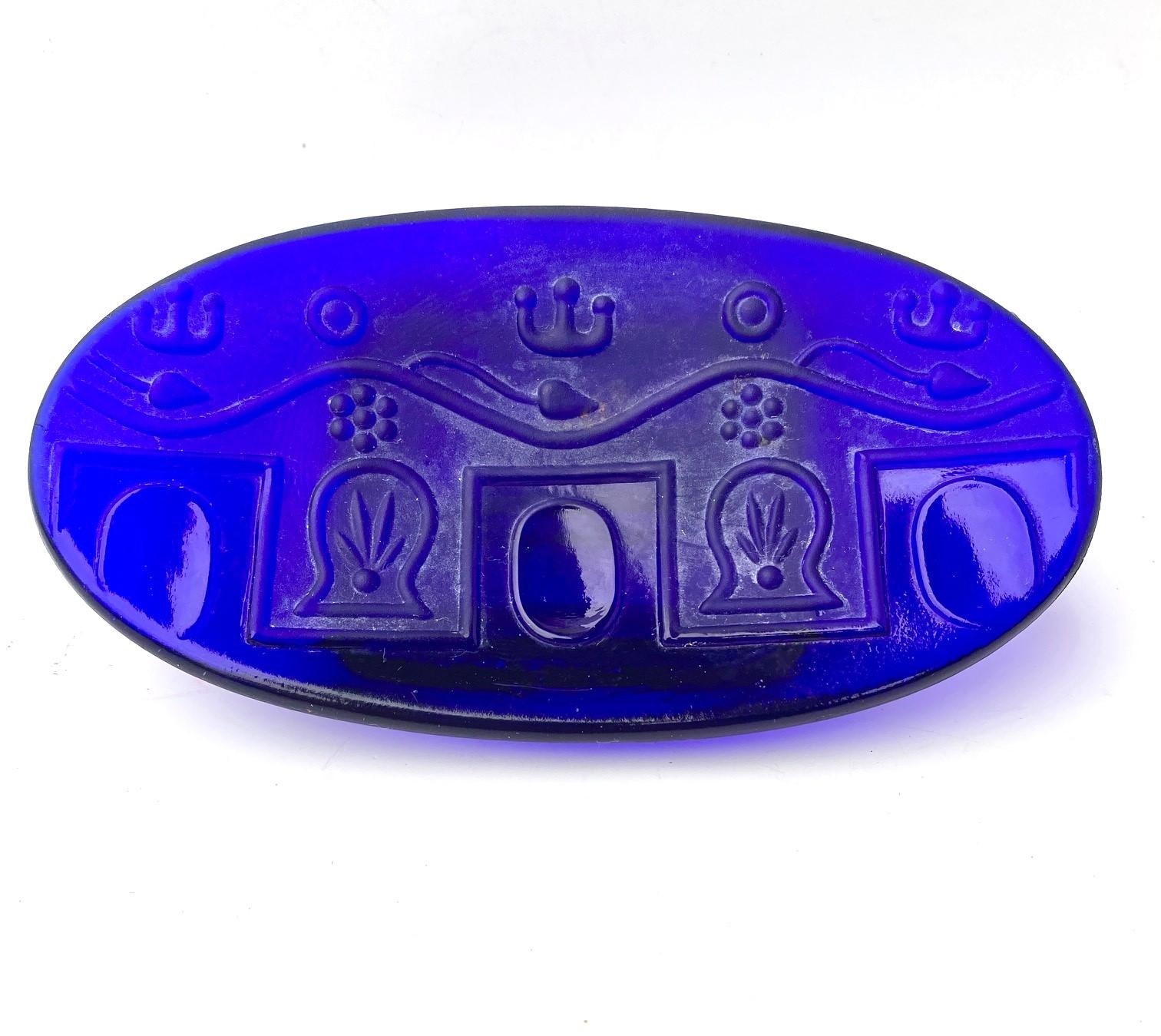 Cobalt Blue Glass Oval Decorative Soap Dish - 6.5"