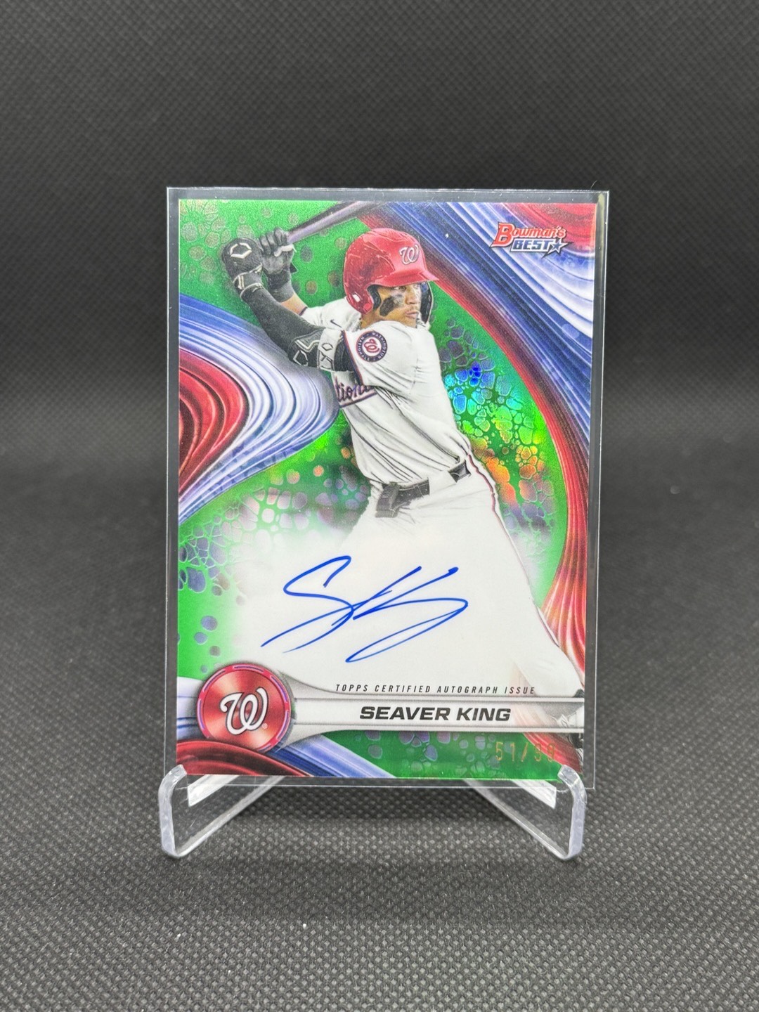 Seaver King 2024 Bowman’s Best Auto Green 51/99 Washington Nationals