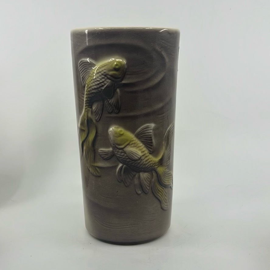 Mid Century Royal Copley Koi Fish Vase 8”
