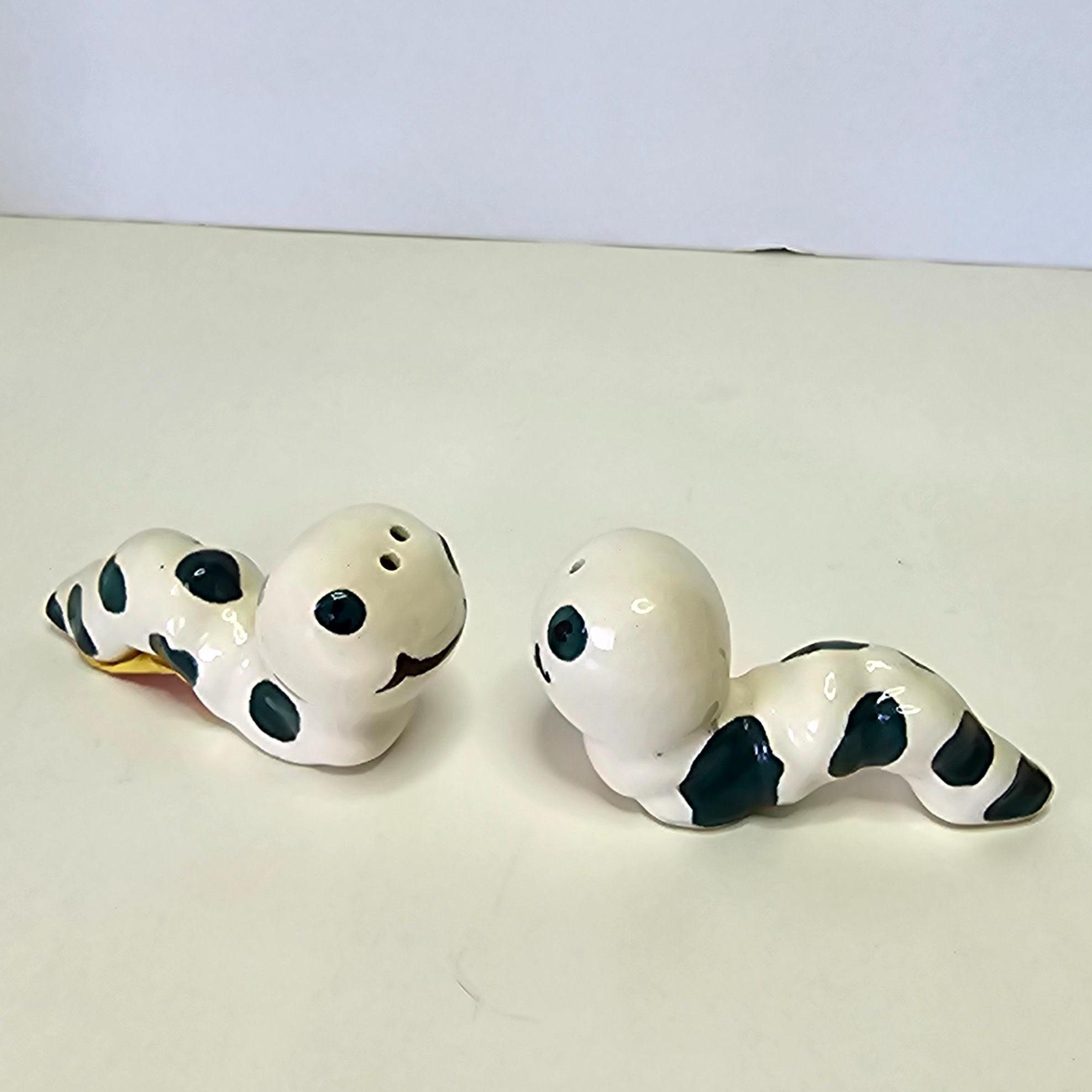 Vintage Stoliker's Inch Worm Catipiller Salt And Pepper Shakers