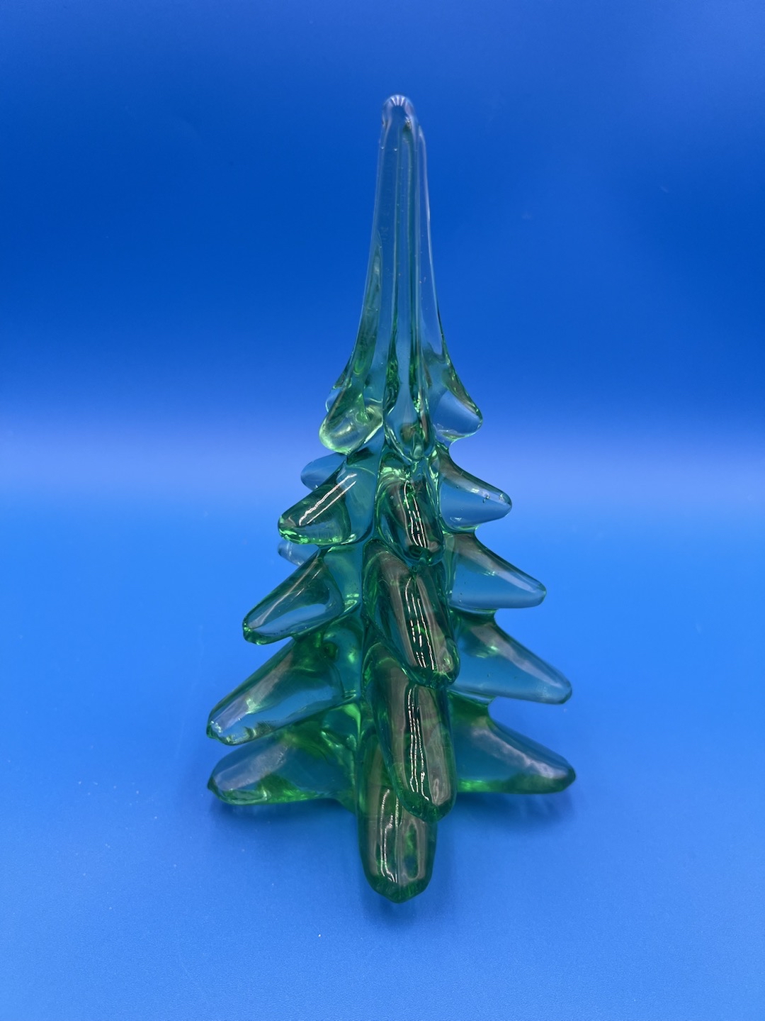 003 Green Crystal Glass Tree 8”