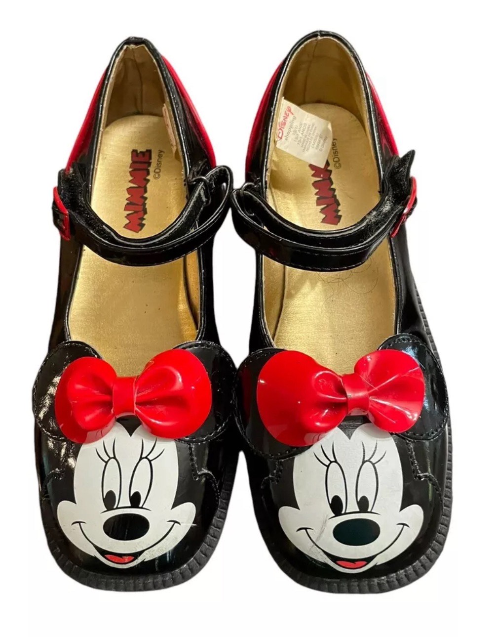 Minnie Mouse Disney Girl Mary Jane Shoes Sz 13/1 Black Red Bow ...