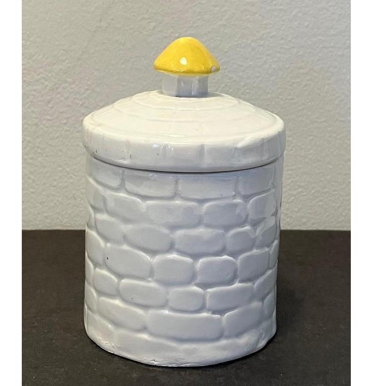 Italian Porcelain Covered Container Sugar Trinket Storage Brick 2 1/2" tall