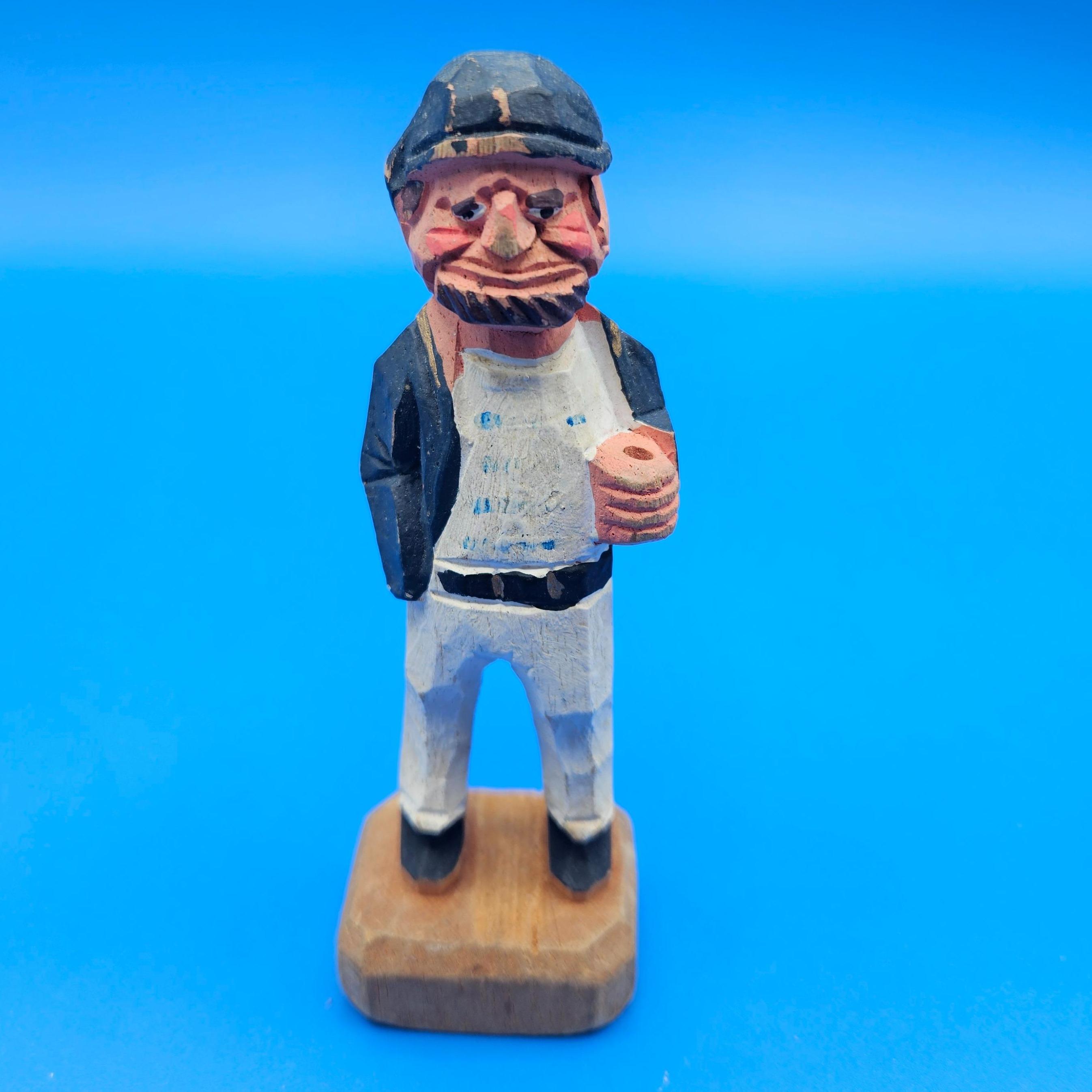 Hand Carved 4.5"H Wooden Sailor Captain Nautical Figurine