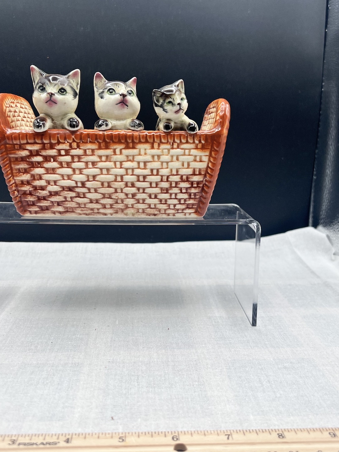 Vintage NAPCO Ceramic Basket Planter with Three Kittens Peeking Over ...