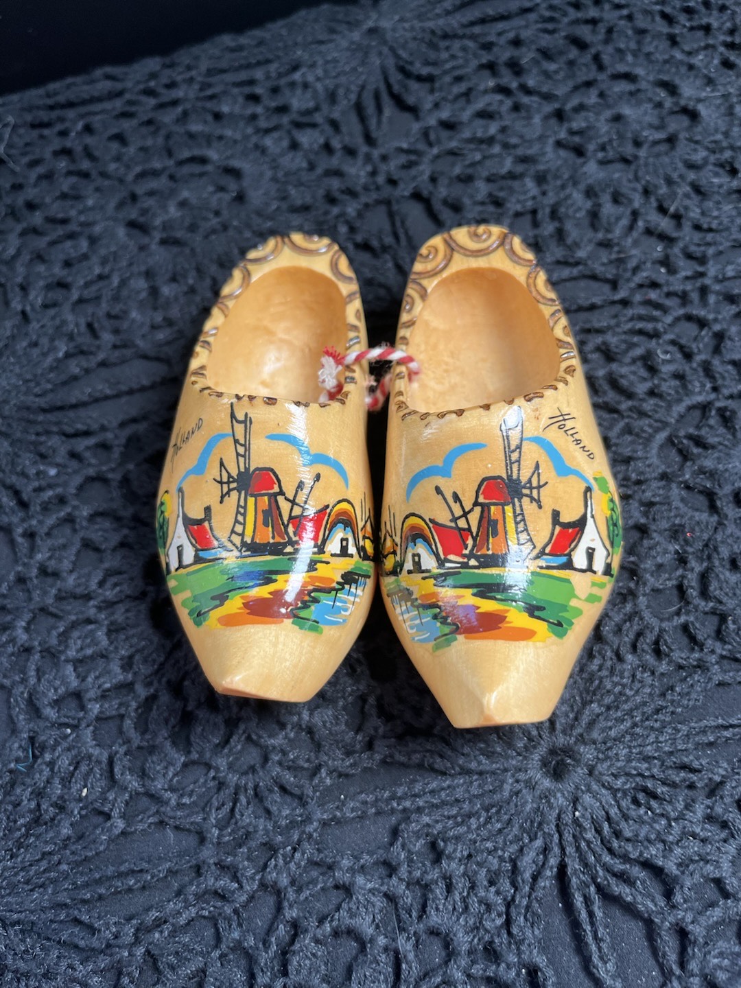 Crafted in Holland-Small Decorative Pair of Wooden Clogs w/ Hand ...