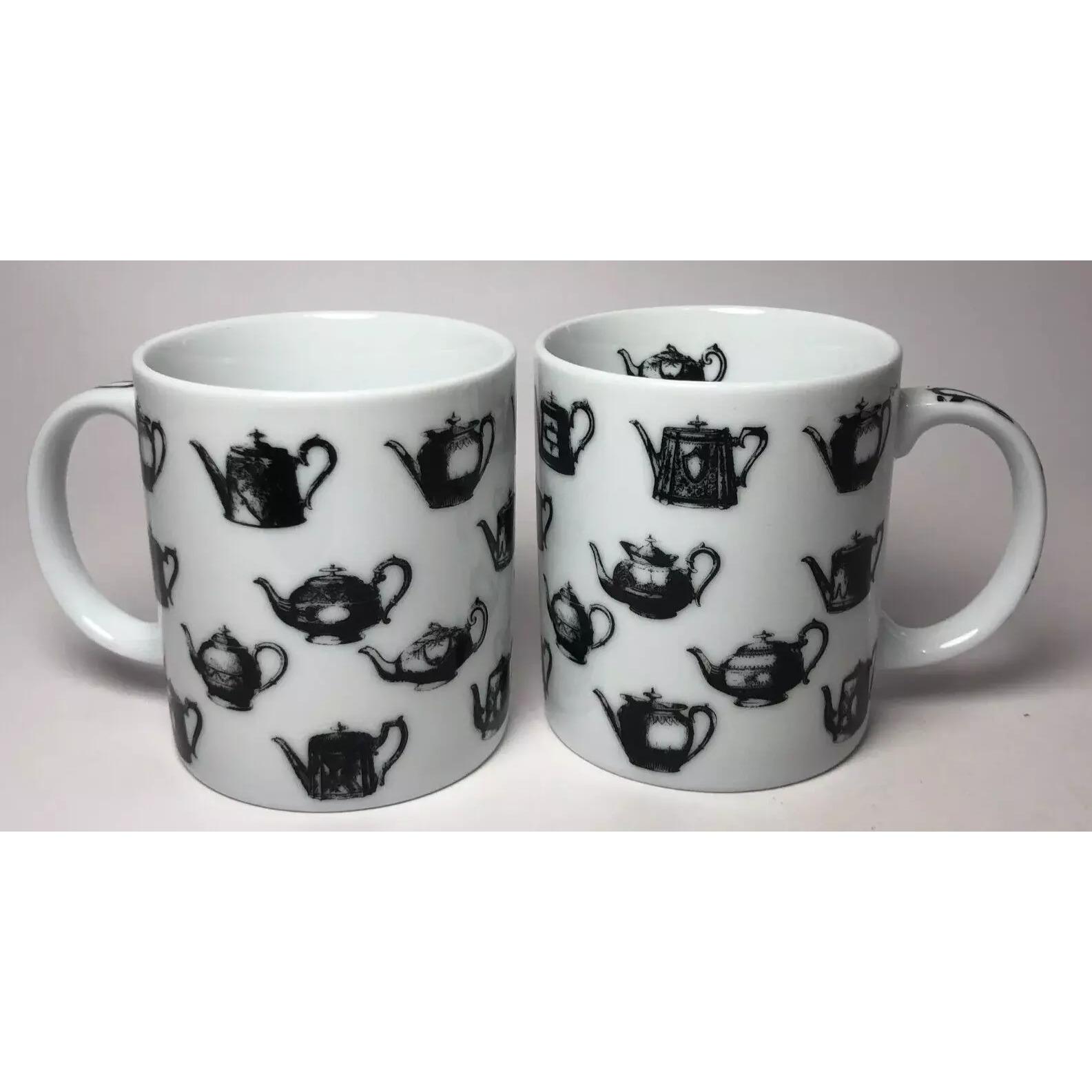 Set 2 Paul Cardew Antique Pewter Coffee Mugs Cups Black & White Teapots ...