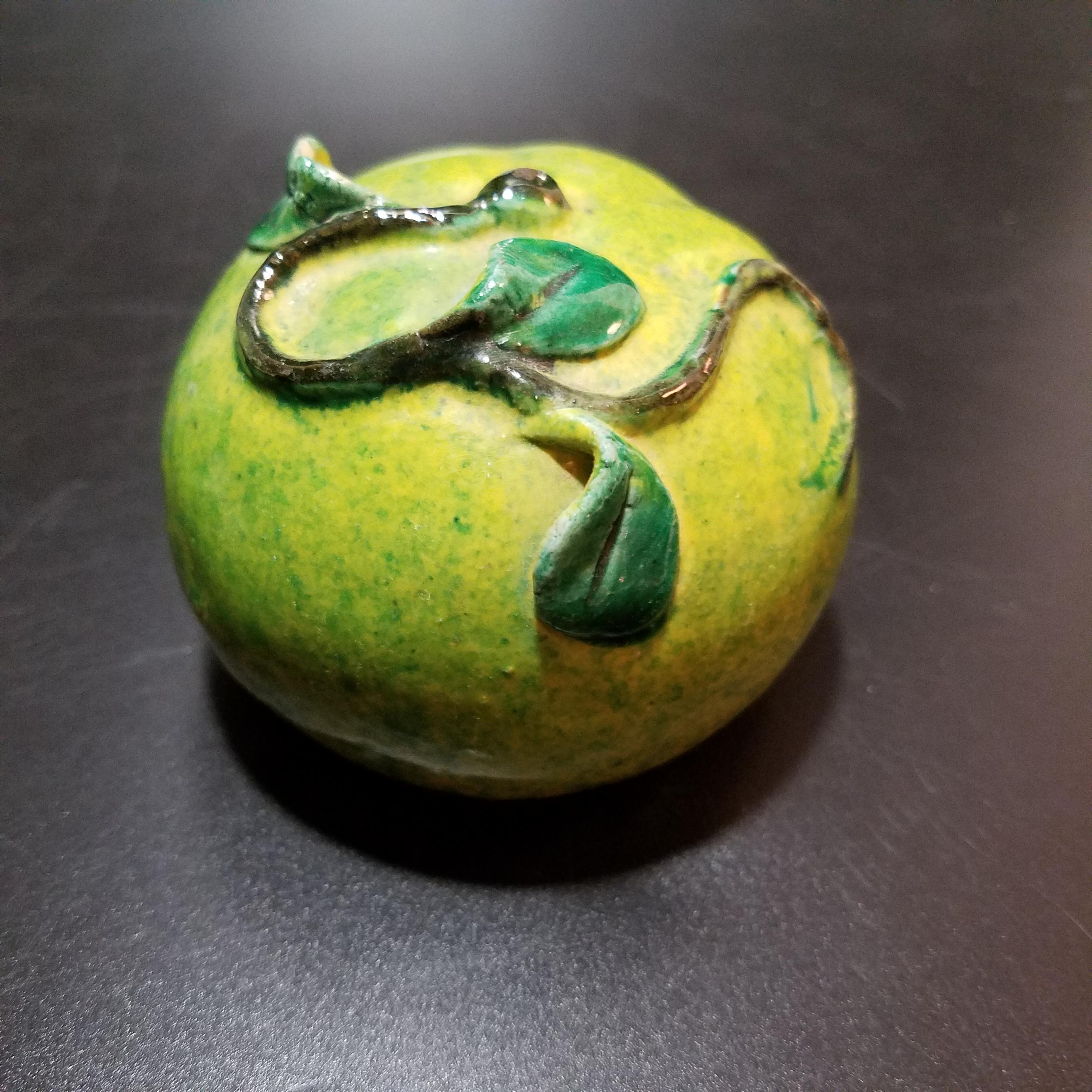 Antique Chinese Alter Fruit with Vines Large 3" Hand Painted
