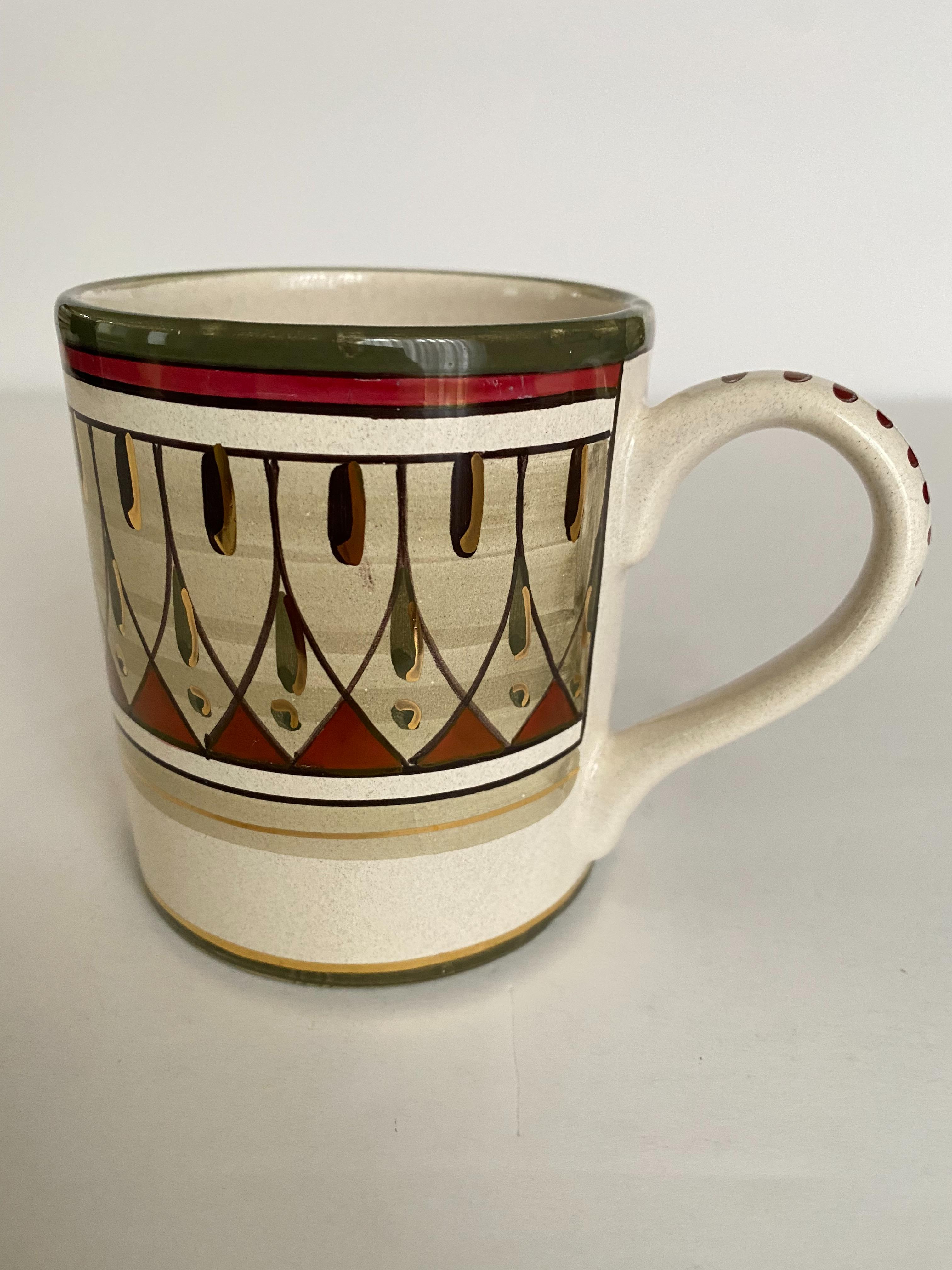 Sberna Deruta Hand Painted in Italy Coffee Mug Gold Detailing Wine Red ...