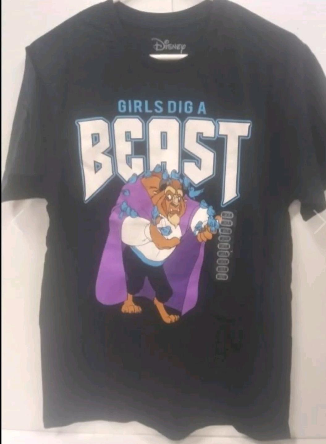 NWT NEW Disney Beauty And The Beast Girls Dig A Beast Navy T-Shirt Size M